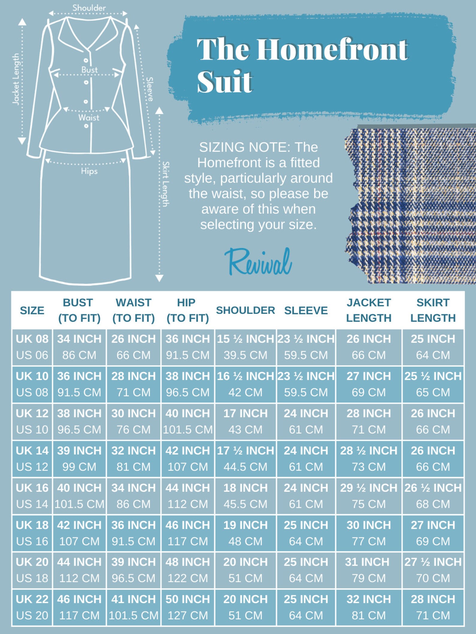 Blue Check Forties Skirt Suit - 1940s Style Authentic Vintage CC41 ...
