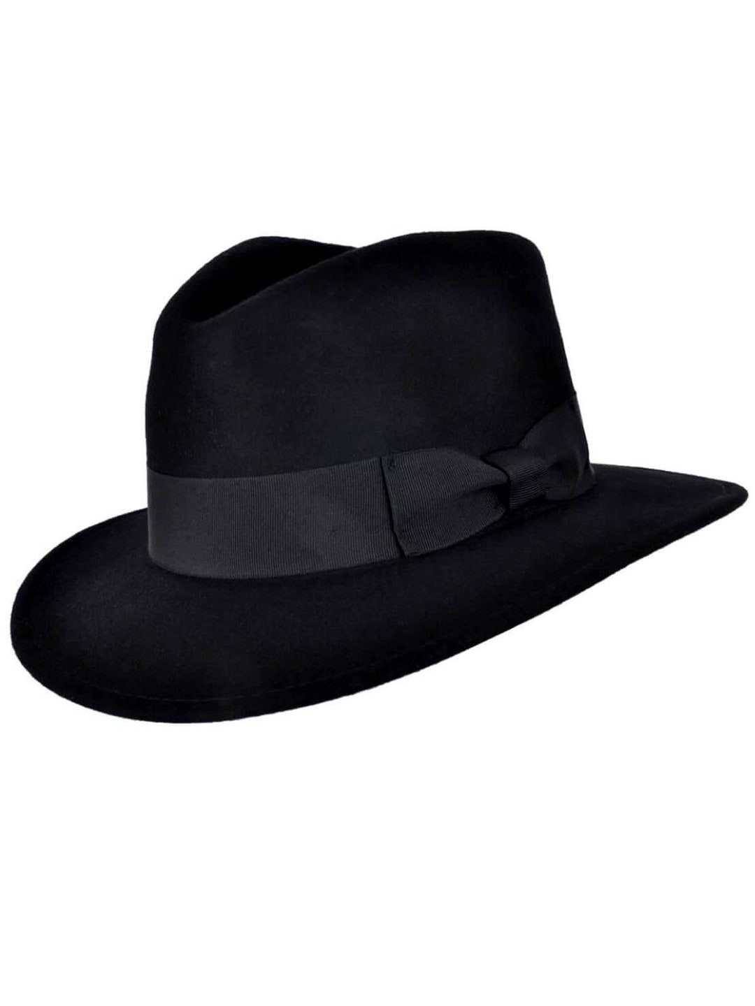 Classic Fedora Hat Black Pure Wool Mens Hat Authentic 1940s Retro Vintage Style Etsy