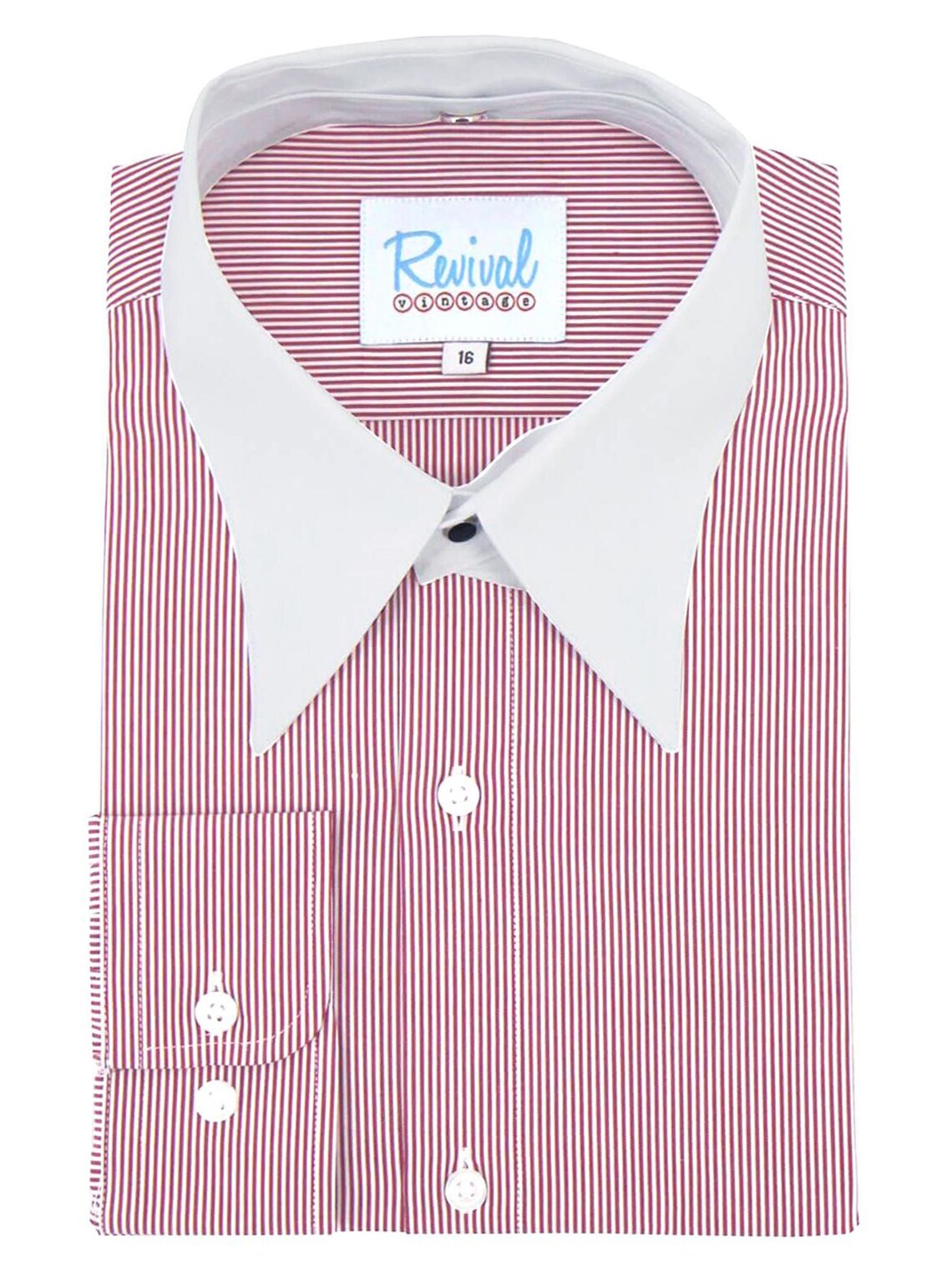 Vintage Style Red Stripe Shirt With Detachable Spearpoint Collar - Etsy