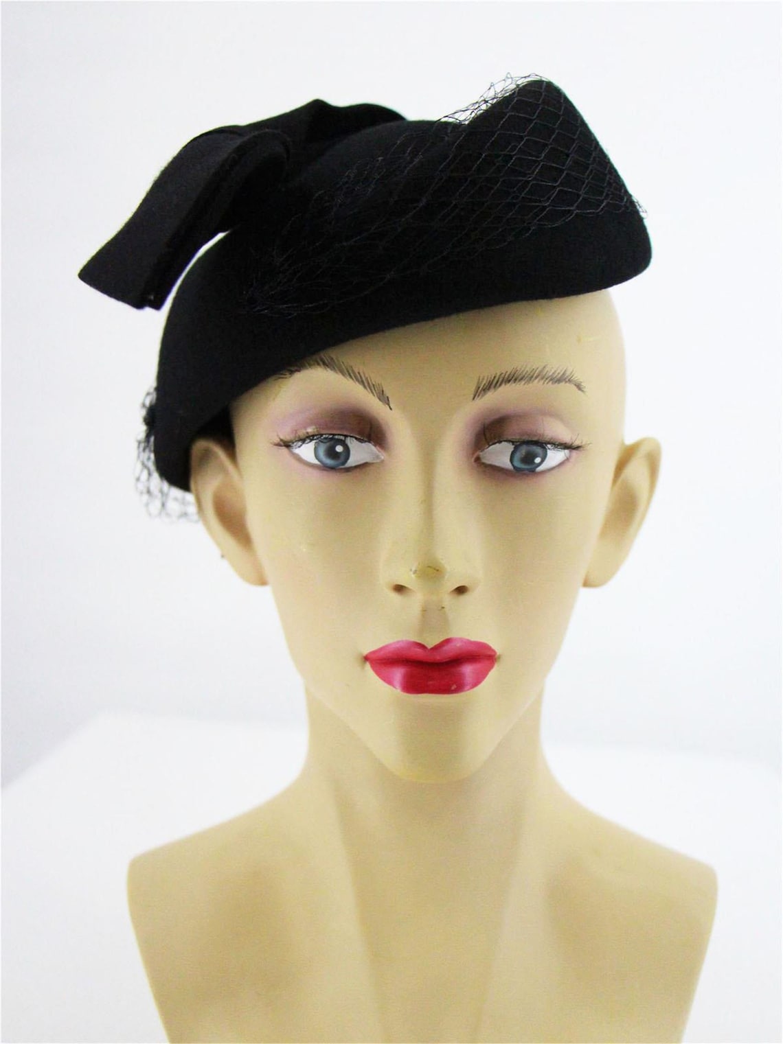 Vintage Hat 1940s Vintage Forties Style Black Pillbox Felt - Etsy