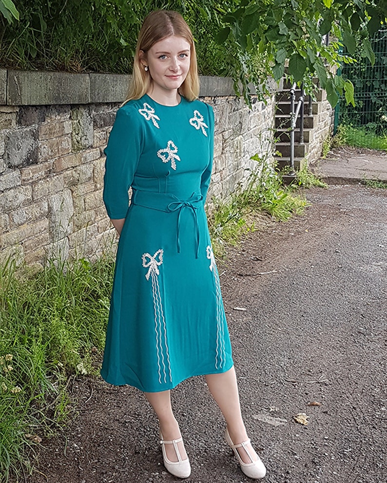 Forties Embroidered Dress 1940s Style Authentic Vintage - Etsy UK