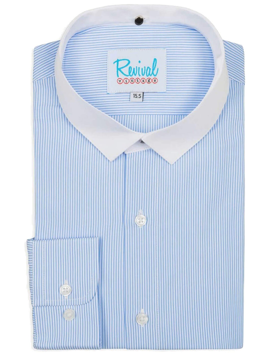 Blue Stripe Shirt With Banker Collar - 1930s 1940s Authentic Vintage ...