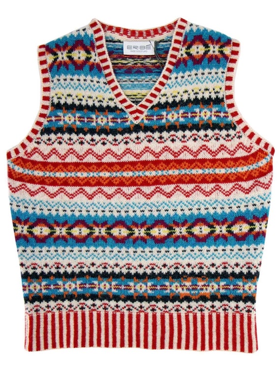 Fairisle Wool Tank Top - Men's 1940s Vintage Style Kn… - Gem