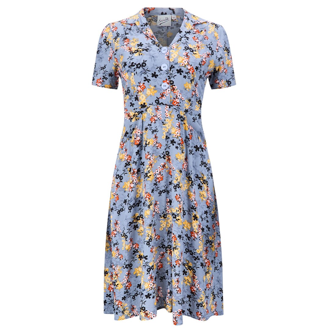 1940s Style Rayon Floral Dress - Vintage Look Shirtwaister - Etsy