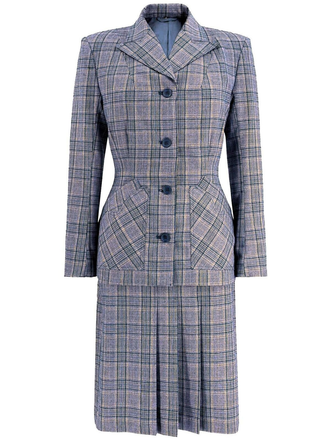 Blue Check Forties Skirt Suit - 1940s Style Authentic Vintage CC41 ...