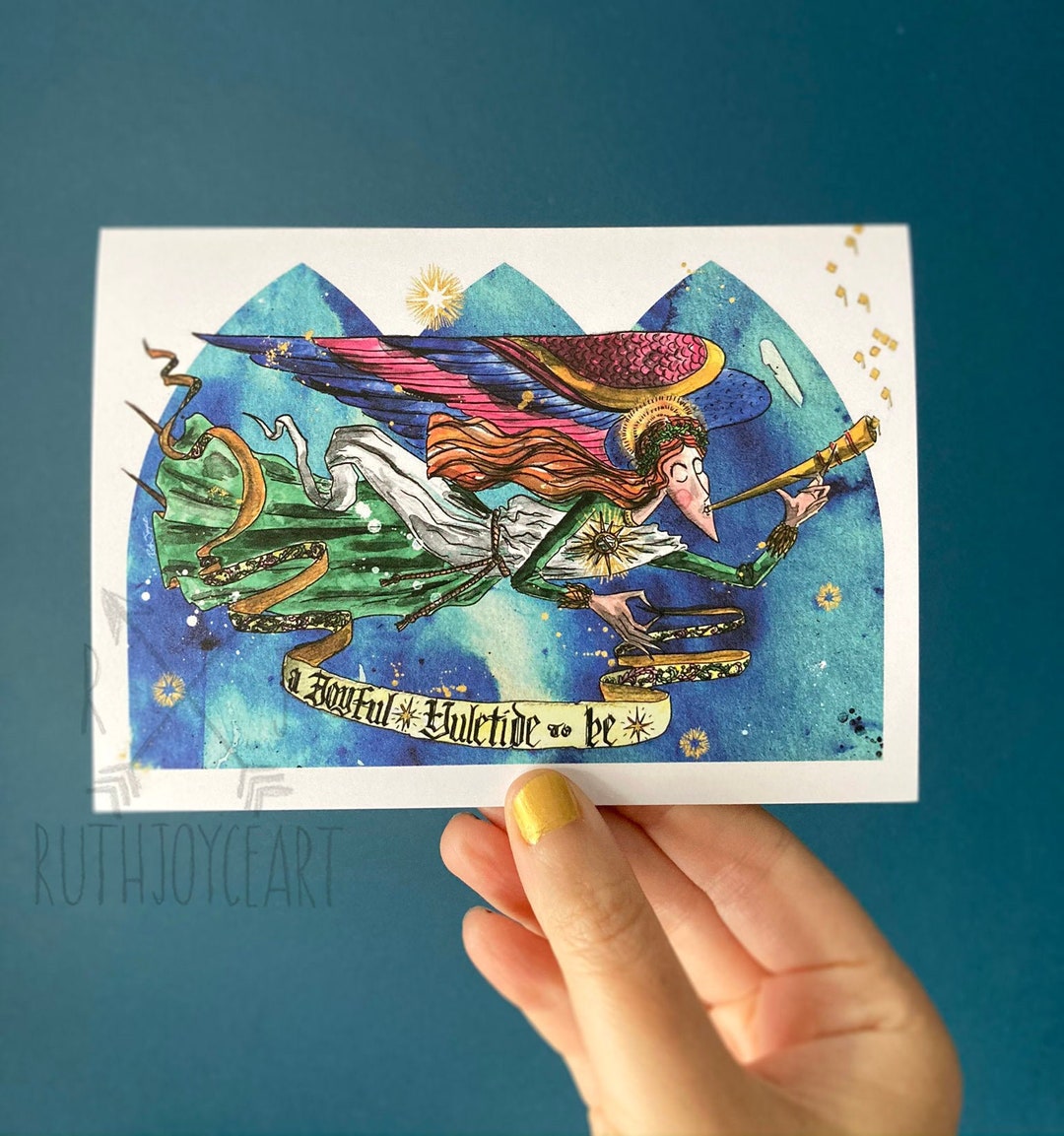 Festive Medieval Angel Christmas Card, Yuletide Card, Medieval Style ...