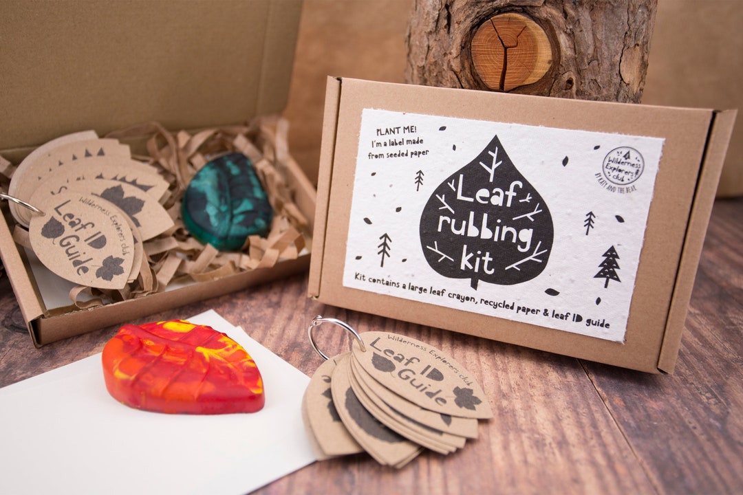 Leaf Rubbing Kit; Large Leaf Crayon With Leaf ID Guide - Perfect for ...