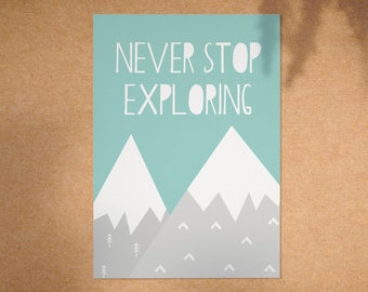 Typography Print never STOP Exploring Nursery Art Size 8x10 - Etsy
