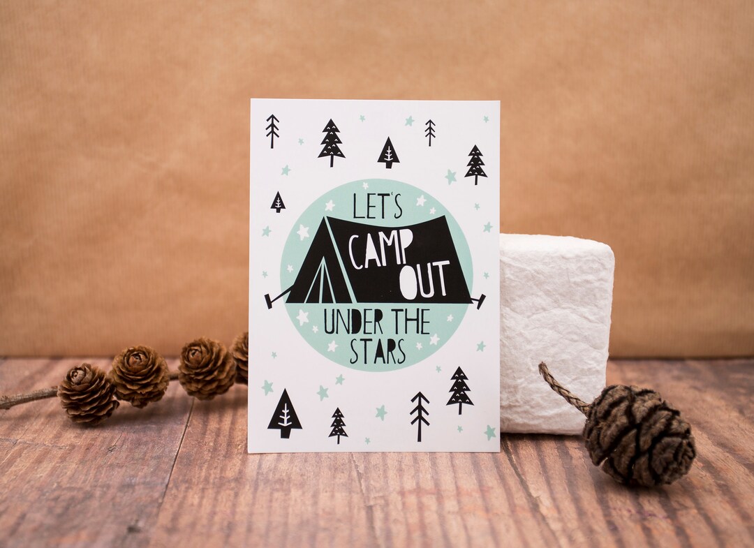 Let's Camp Out Under the Stars Postcard - Etsy