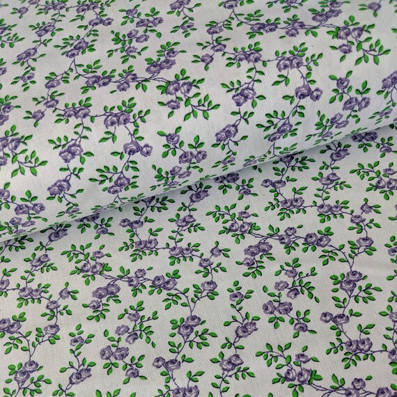 Rose Fabric Purple Rose Fabric Cotton Fabric Fabric by the | Etsy