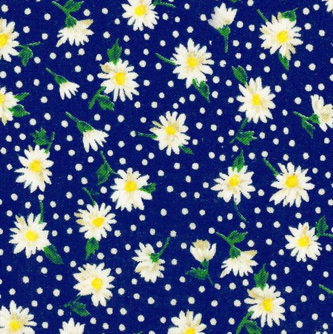 See 2nd Image for Scale. Daisy Fabric, Yellow Daisy, Cotton Fabric ...