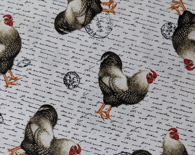 Rooster Fabric, Rustic Fabric, Farm Fabric, Cotton Fabric, Fabric by ...
