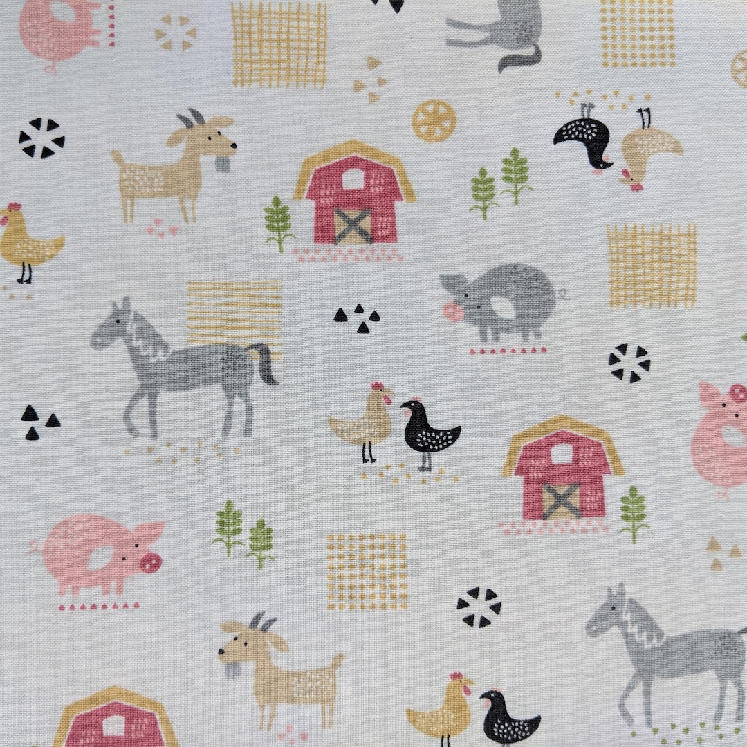 Farm Fabric, Farm Animal Fabric, Barn Fabric, Farmhouse Fabric, Cotton ...