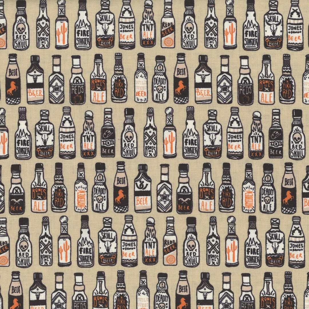 Beer Bottle Fabric, Cotton Fabric, Fabric by the Yard, Novelty Fabric ...