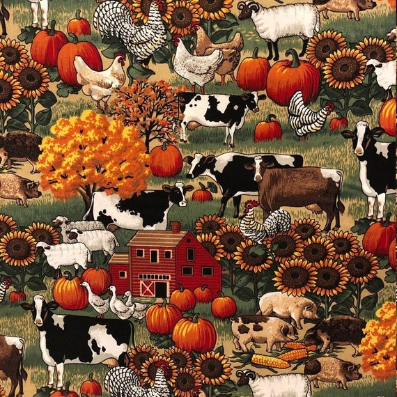 Farm Fabric Cow Fabric Farmhouse Fabric Cotton Fabric | Etsy