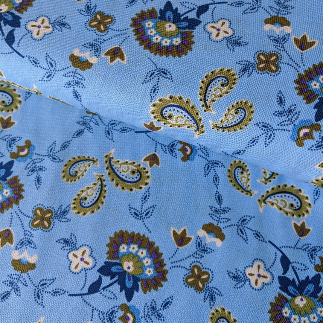 Country Floral Fabric, Cotton Fabric, Fabric by the Yard, Folk Art ...