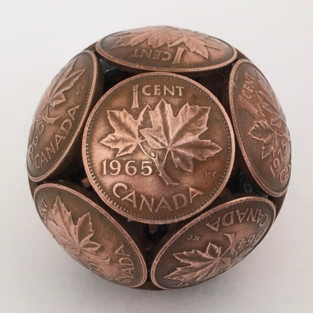 Canadian Cent . Penny Bronze Maple Leaf Coin Ball . - Etsy