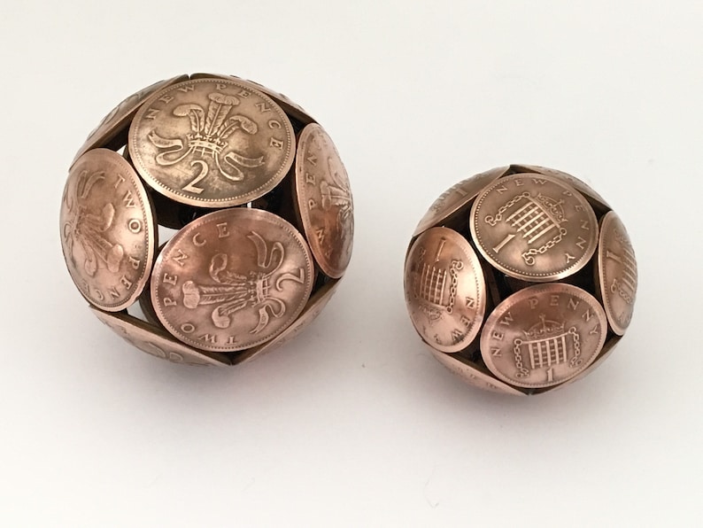 British Bronze 1p or 2p Coin Ball - Etsy UK