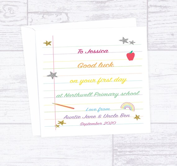Good Luck at School Card Personalised First Day at School | Etsy UK