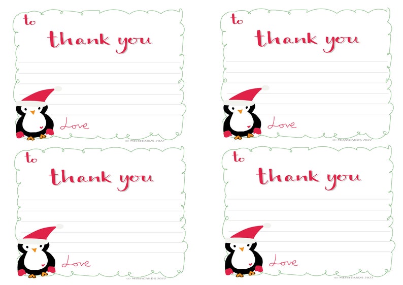 Printable Christmas Thank You Notes Printable Thank You - Etsy