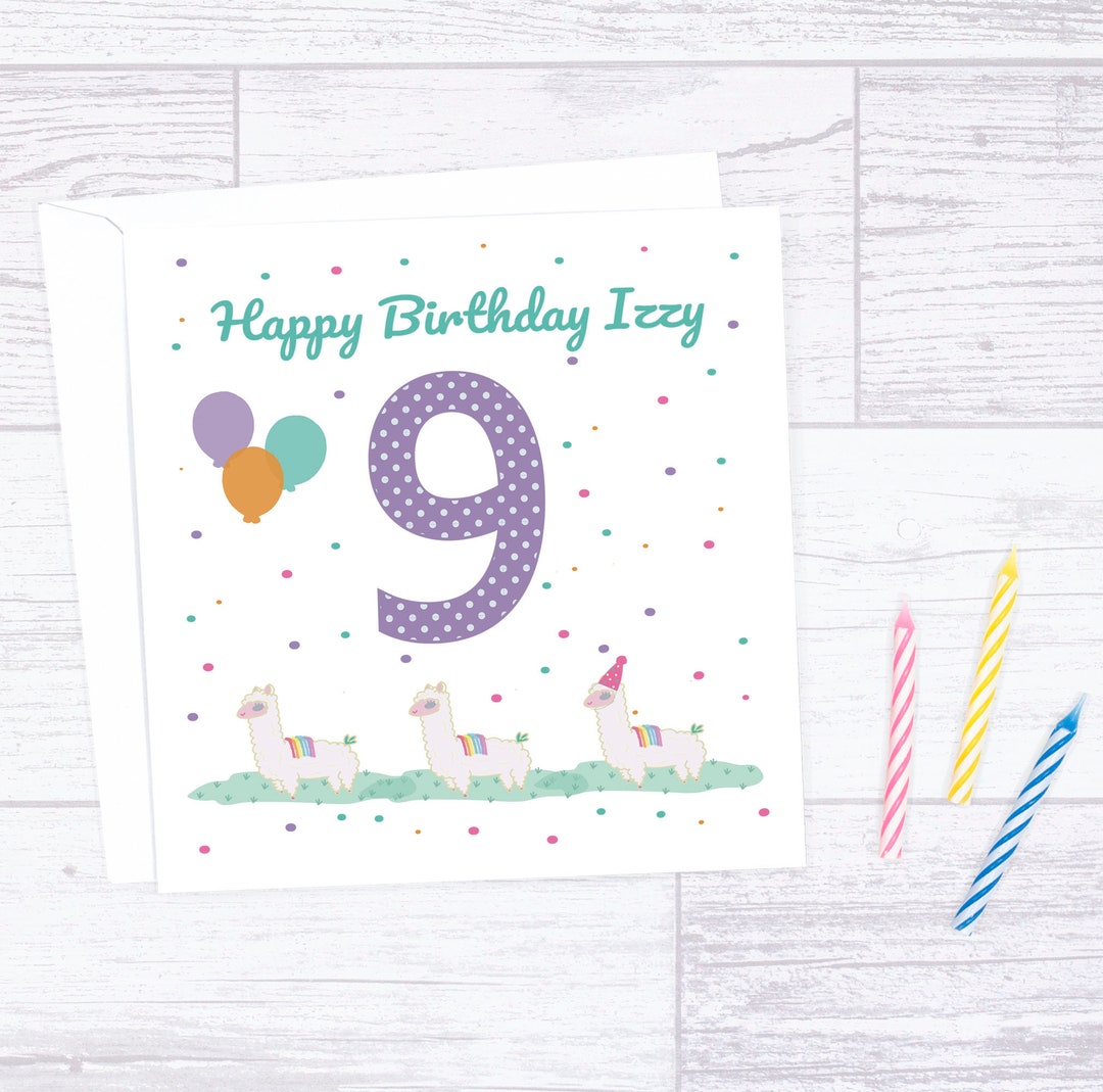 Llama Birthday Age Card - Personalised Kids Age Card With Llamas ...