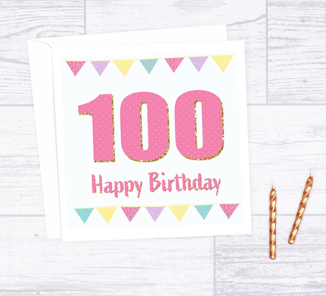 100th Birthday Card Personalised 100 Birthday Card Age Card for 100 ...