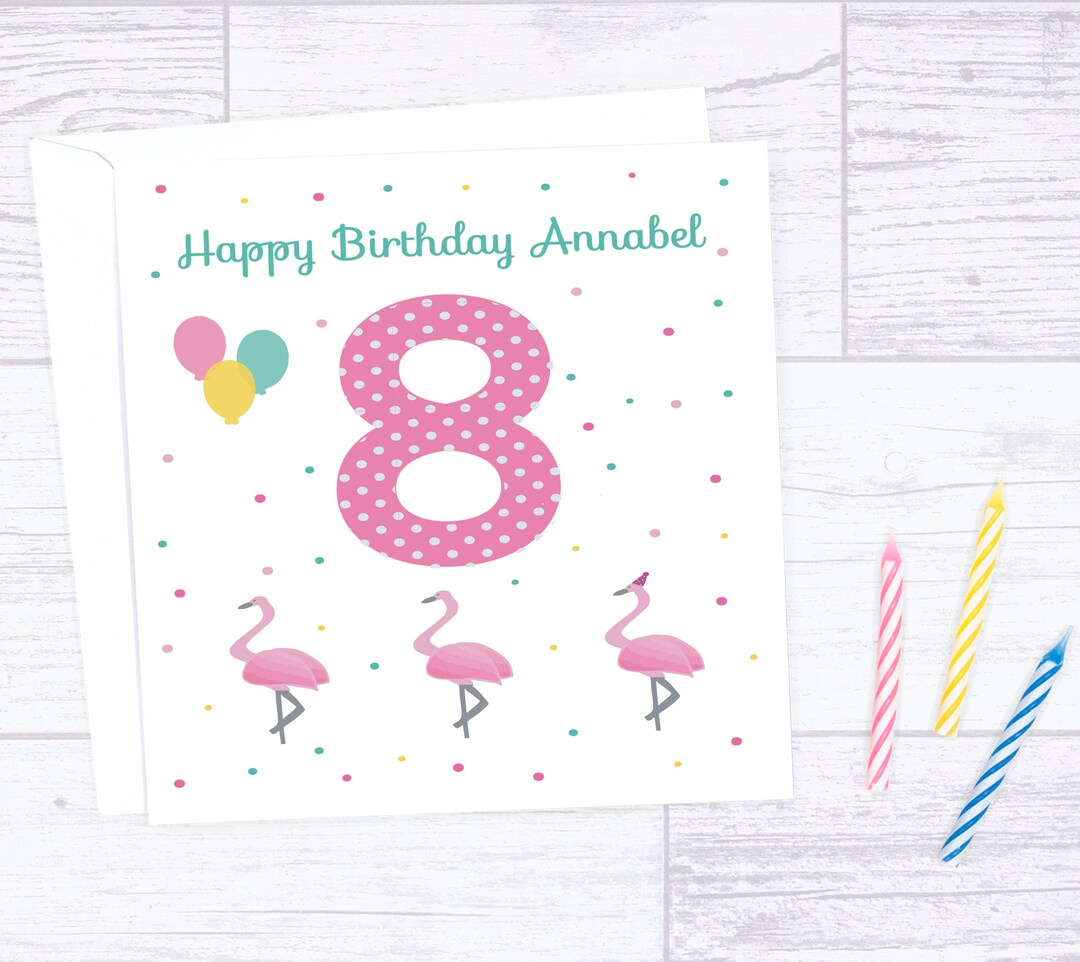 Flamingo Birthday Age Card Kids Age Card With Flamingoes Flamingo Age ...