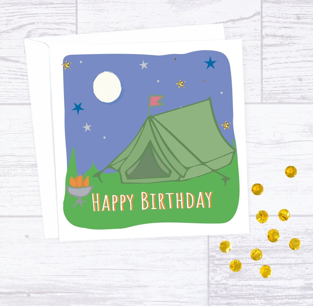 Camping Birthday Card - Birthday Card for a Happy Camper - Etsy UK