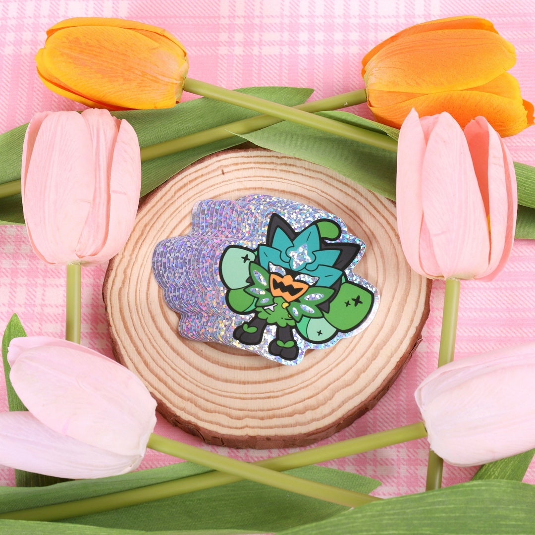 Pokemon Ogerpon Holographic Glitter Sticker Scarlet Violet - Etsy