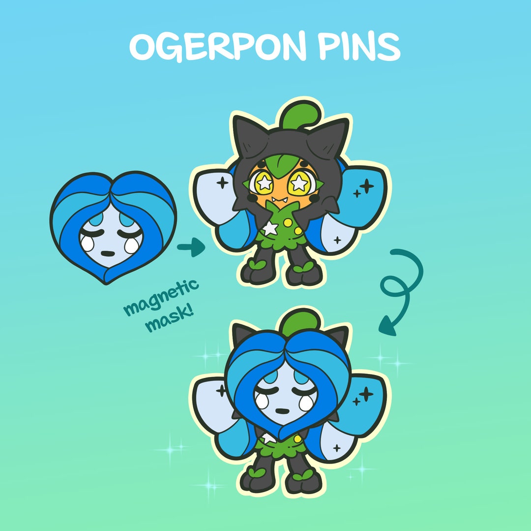 Pokemon Wellspring Ogerpon Magnetic Mask Enamel Pin Scarlet Violet - Etsy
