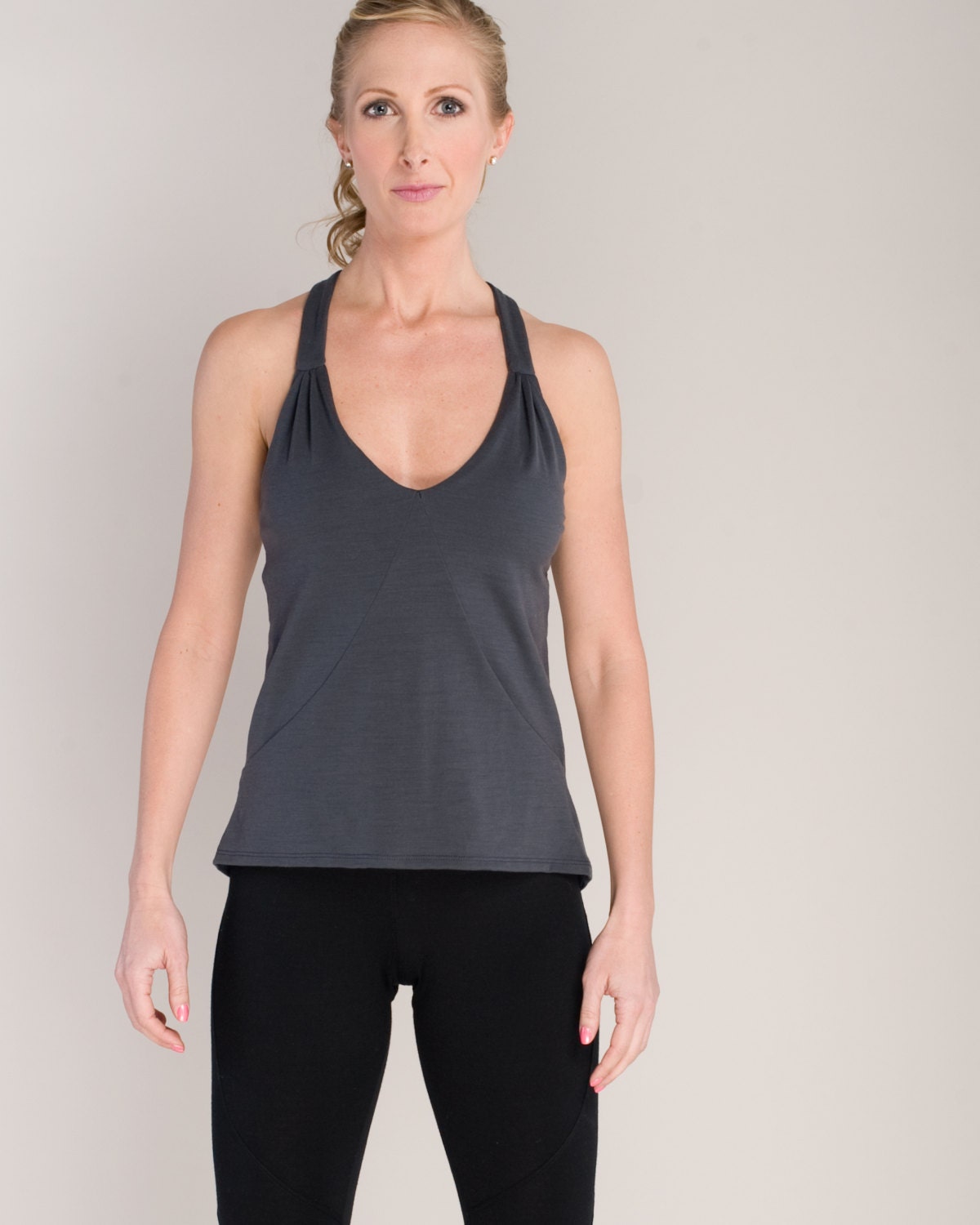 Womens Bra Tank Top - Natural Breathable Merino Jersey in Gray by ...