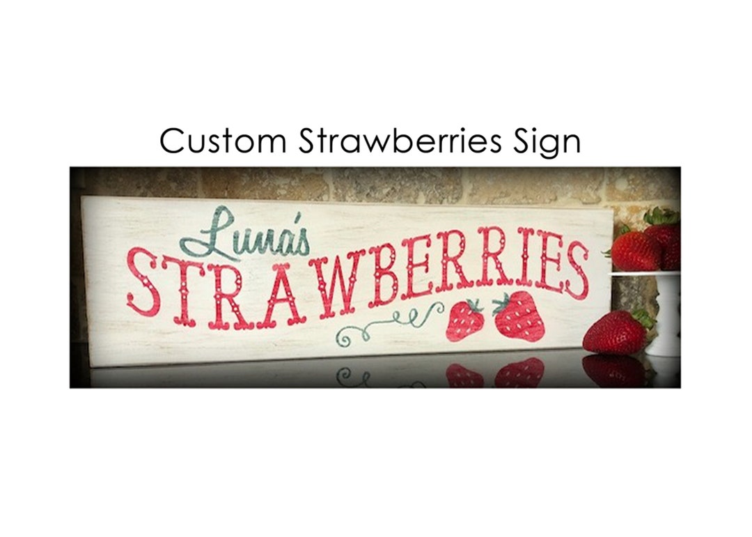 Hand Painted Strawberries Wood Sign: Farmhouse Kitchen Decor - Etsy