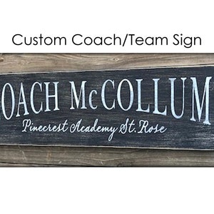 Custom Coach Sign, Coach Gift, Sports Team Sign, Vintage Sign, Cross ...