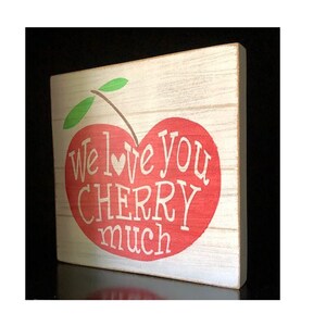 Cherry Sign, Cherry Decor, Hand Painted Cherry Sign, Cherries, I Love ...