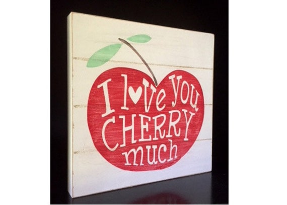 Cherry sign Cherry Decor Hand Painted Cherry Sign Cherries | Etsy