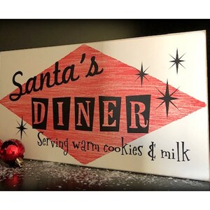 Santa's Diner Sign Christmas Diner Holiday Diner Sign Christmas Decor ...