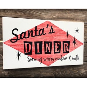 Santa's Diner Sign Christmas Diner Holiday Diner Sign Christmas Decor ...