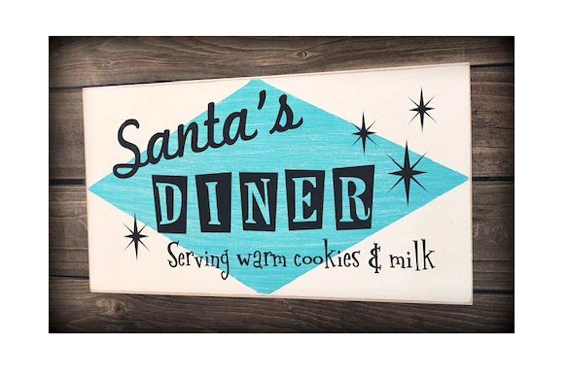 Santa's Diner Sign Christmas Diner Holiday Diner Sign - Etsy