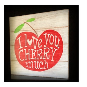 Cherry Sign, Cherry Decor, Hand Painted Cherry Sign, Cherries, I Love ...
