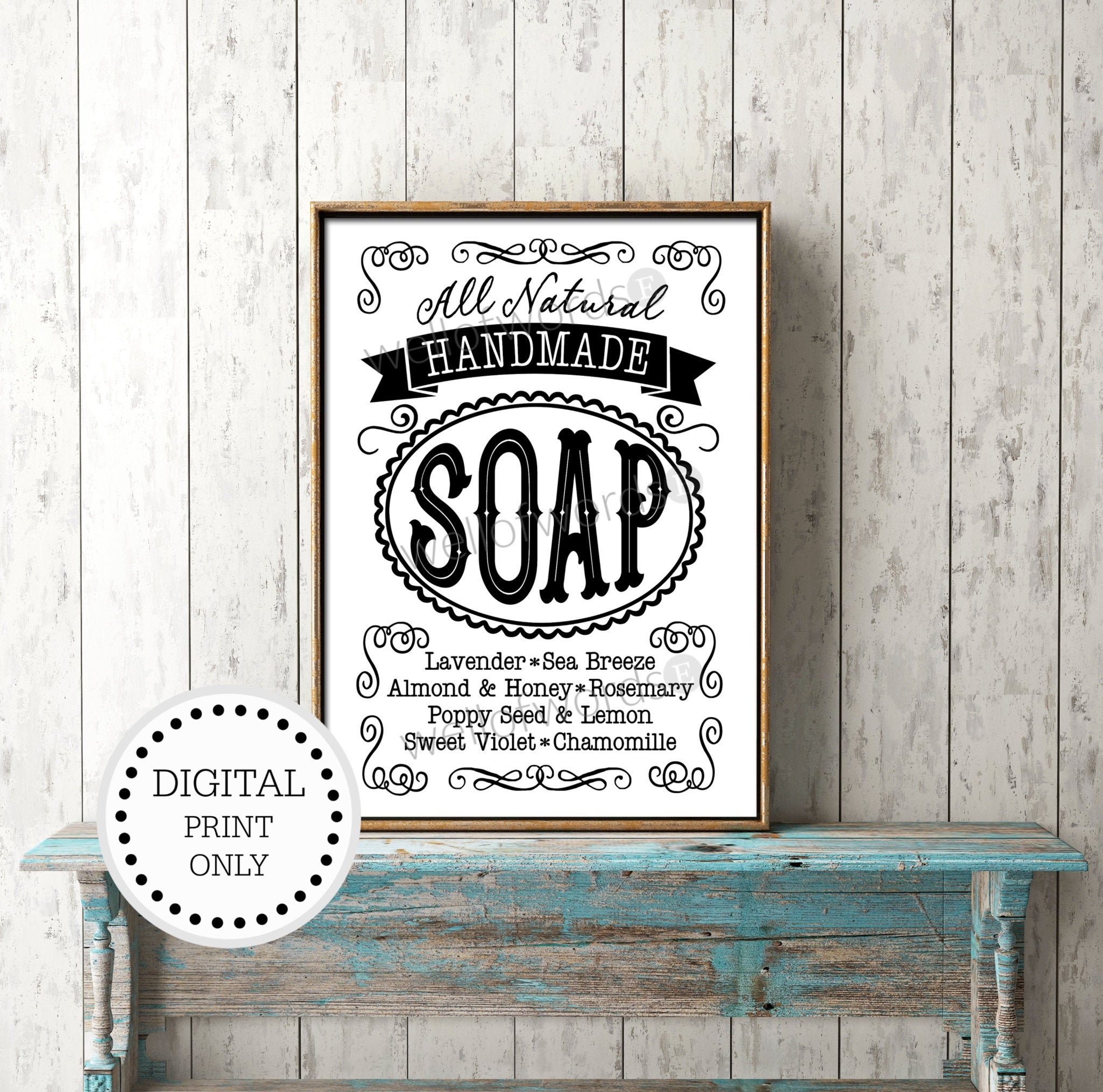 Digital Print All Natural Soap Sign Printable Handmade Soap | Etsy