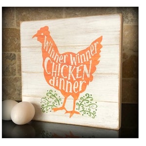 Winner Winner Chicken Dinner Sign, Typography Sign, Hand Painted ...