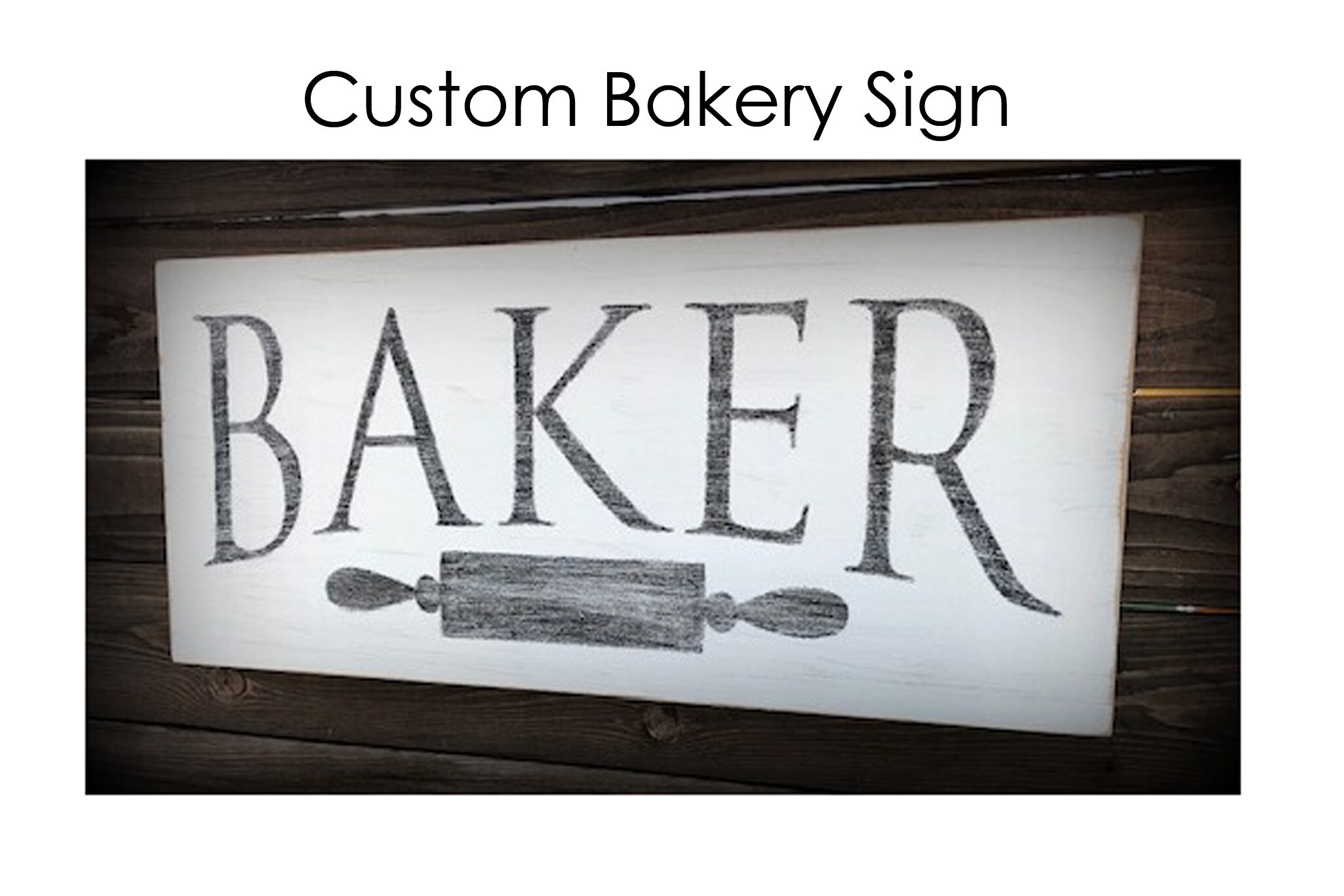 Bakery Sign Rustic Bakery Sign Rolling Pin Baker Bake | Etsy