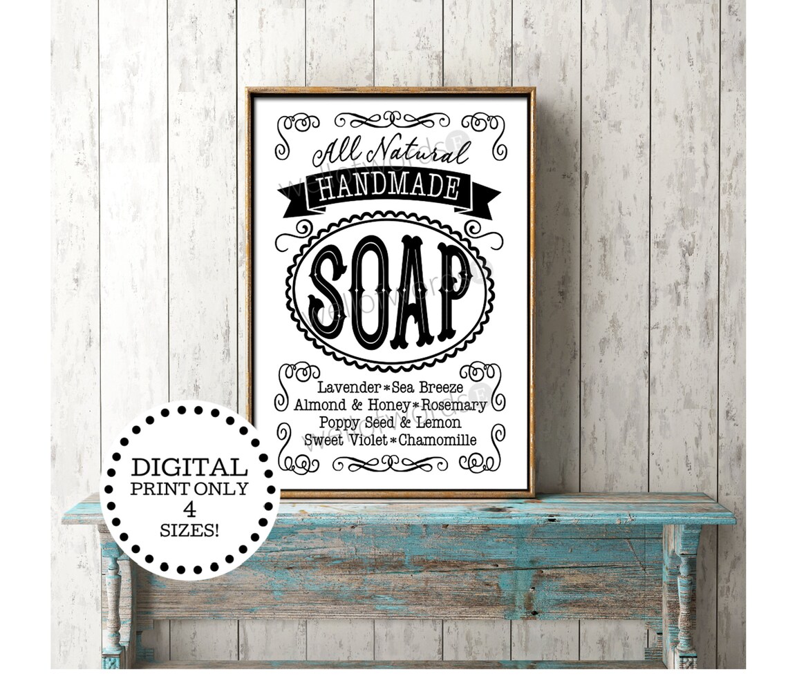 Digital PRINT All Natural Soap Sign Printable Handmade Soap - Etsy