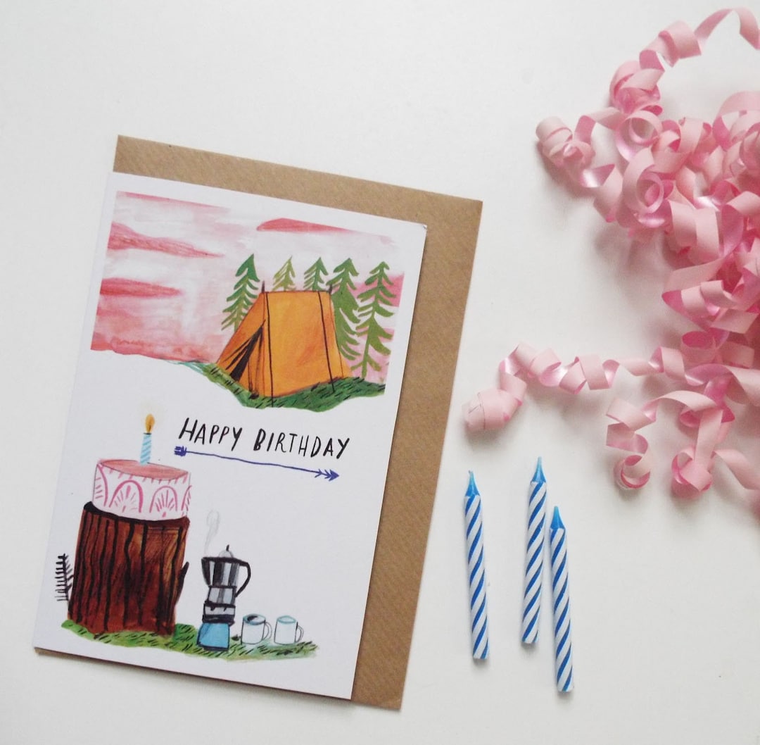 Happy Birthday Camping Card - Etsy