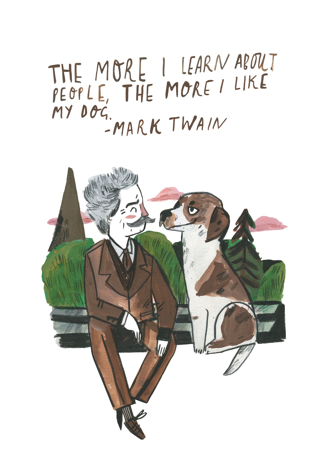 Mark Twain Dogs Print - Etsy