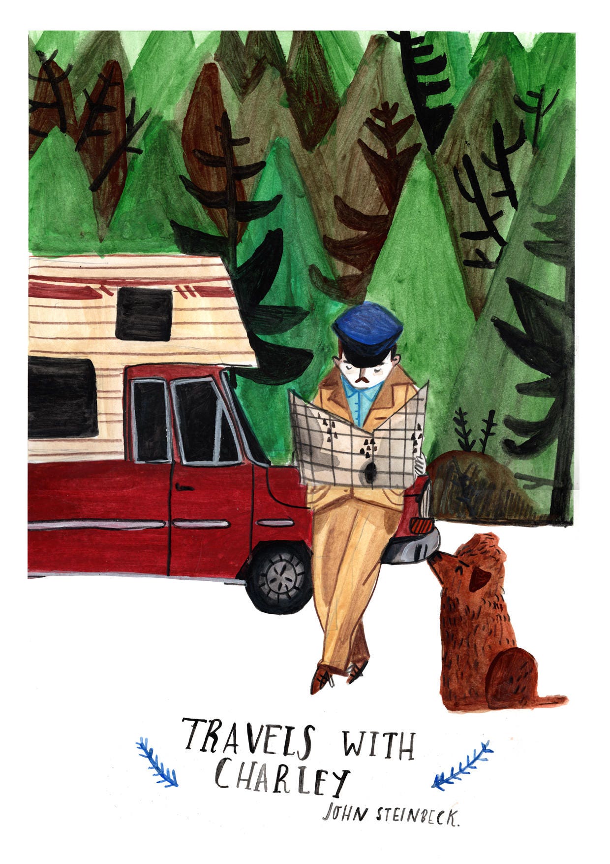 Travels With Charley Postcard - Etsy UK
