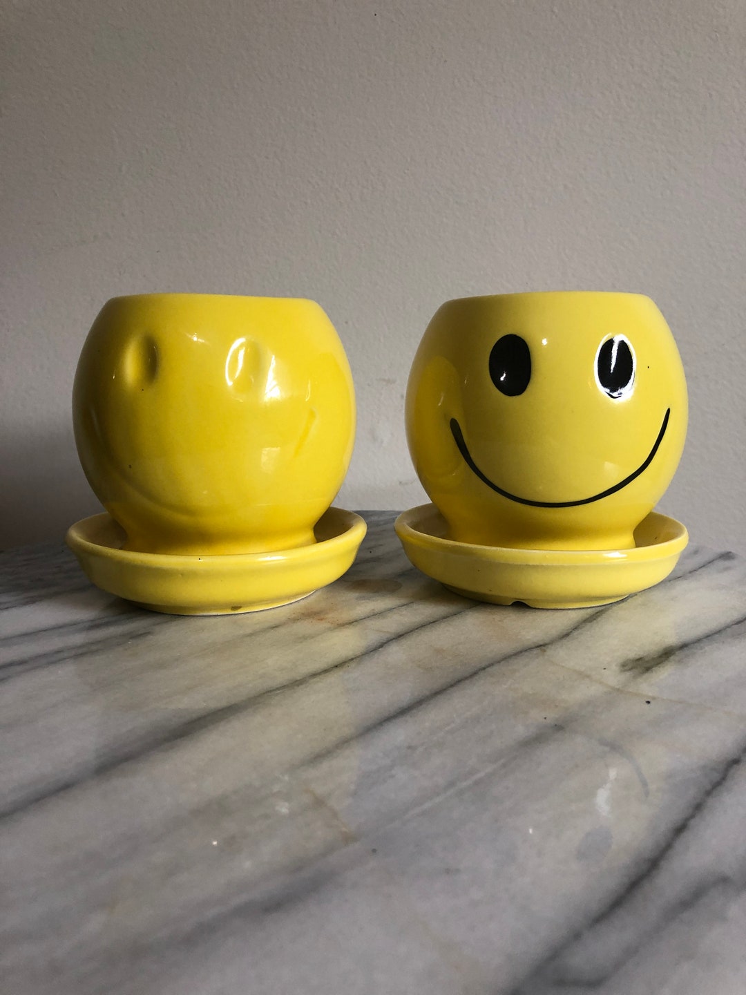 Vintage 1970s Mccoy Pottery Smiley Face Flower Planters Pot. Your ...