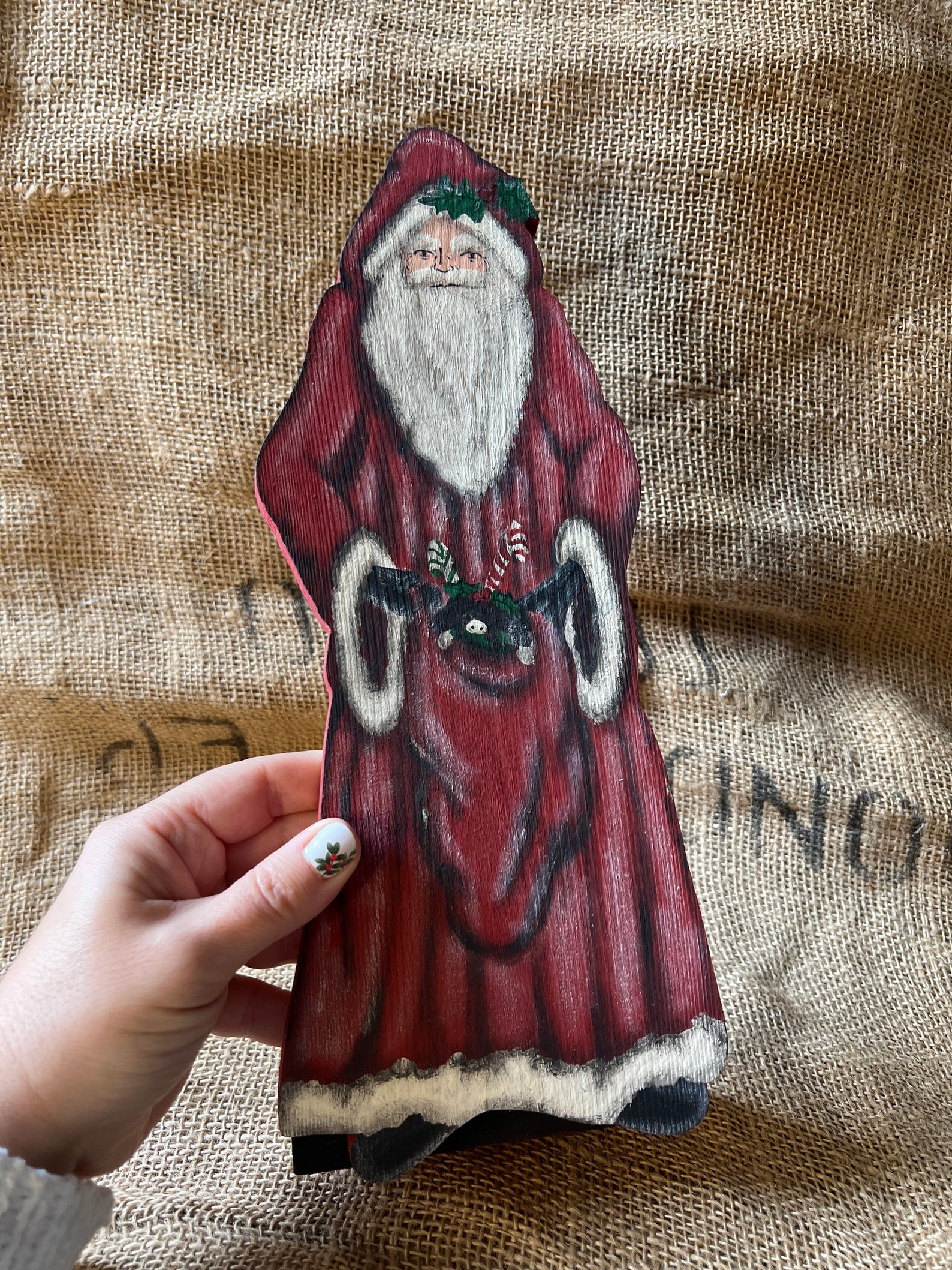 Vintage Farmhouse Style Rustic Wood Folk Art Santa Christmas | Etsy