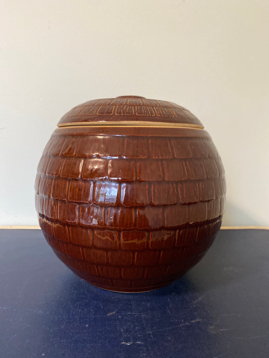 Midcentury Brown Round Ball Like Stoneware Crock Cookie Jar by Mccoy - Etsy