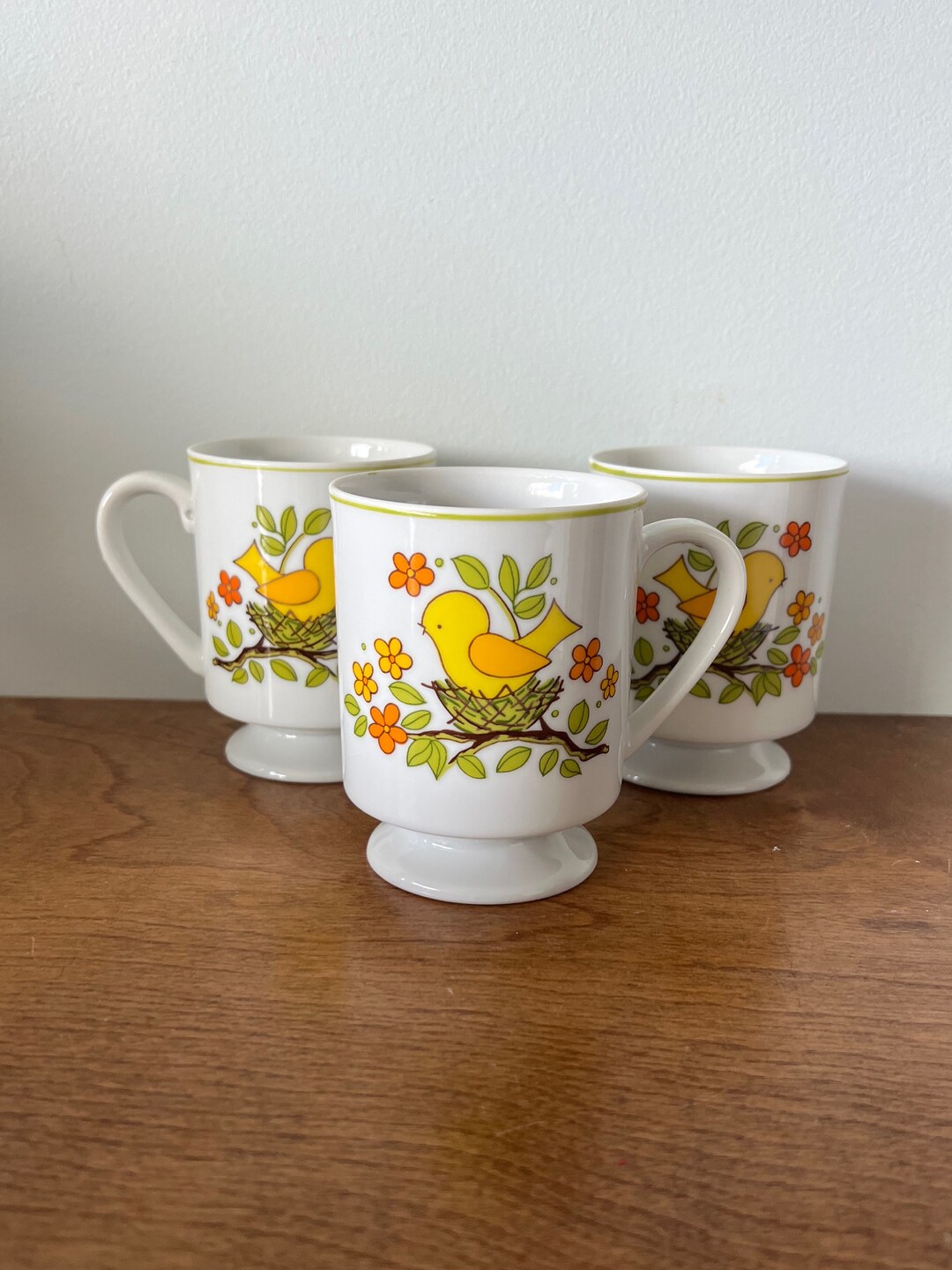 Set of 3 Lorrie Design Yellow Bird in Nest Cups Small Coffee Mugs - Etsy